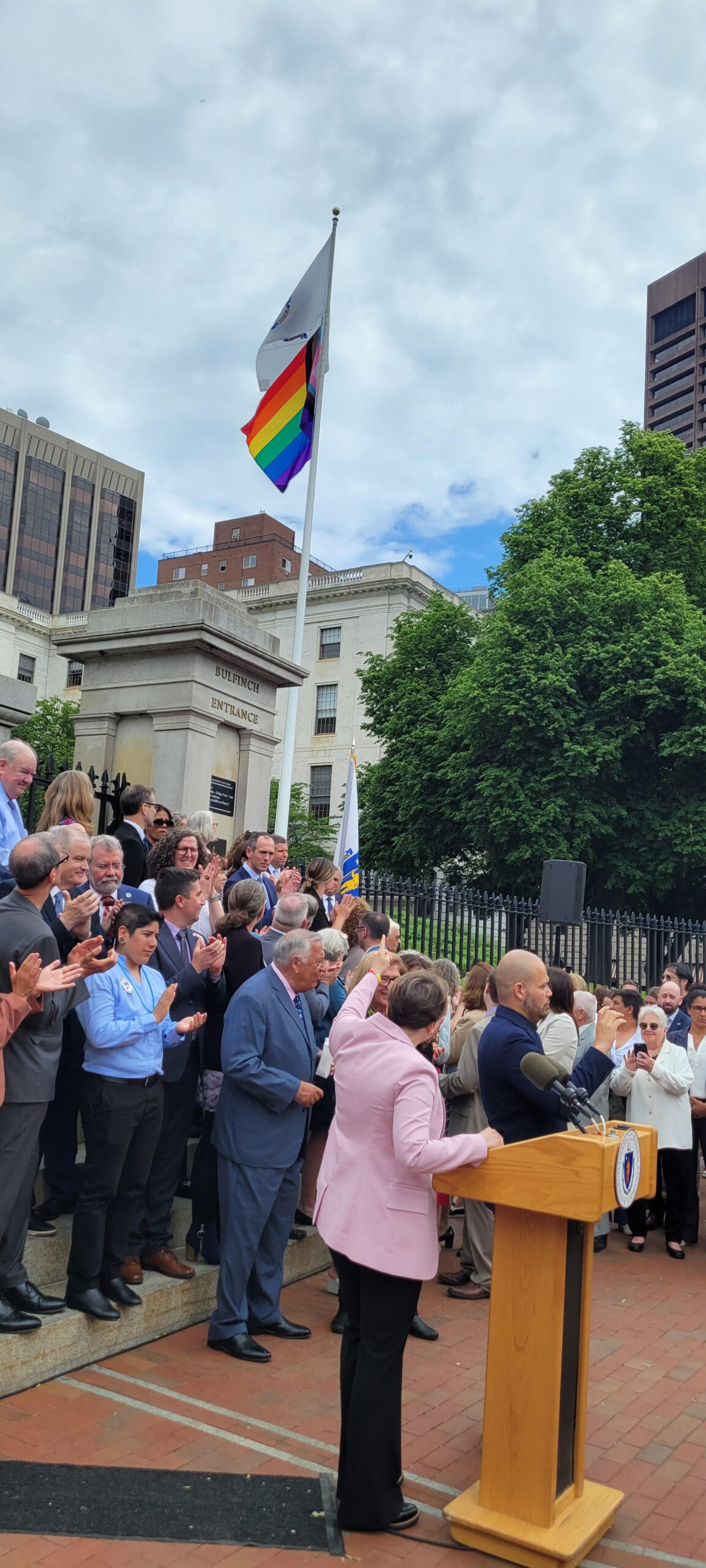Pride Flag raised at State House – Representative Kate Hogan